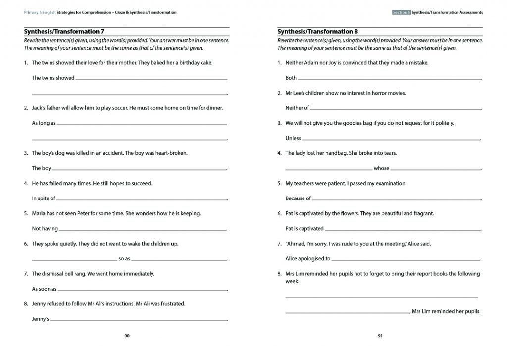 Primary 5 English: Strategies for Comprehension Cloze & Synthesis ...