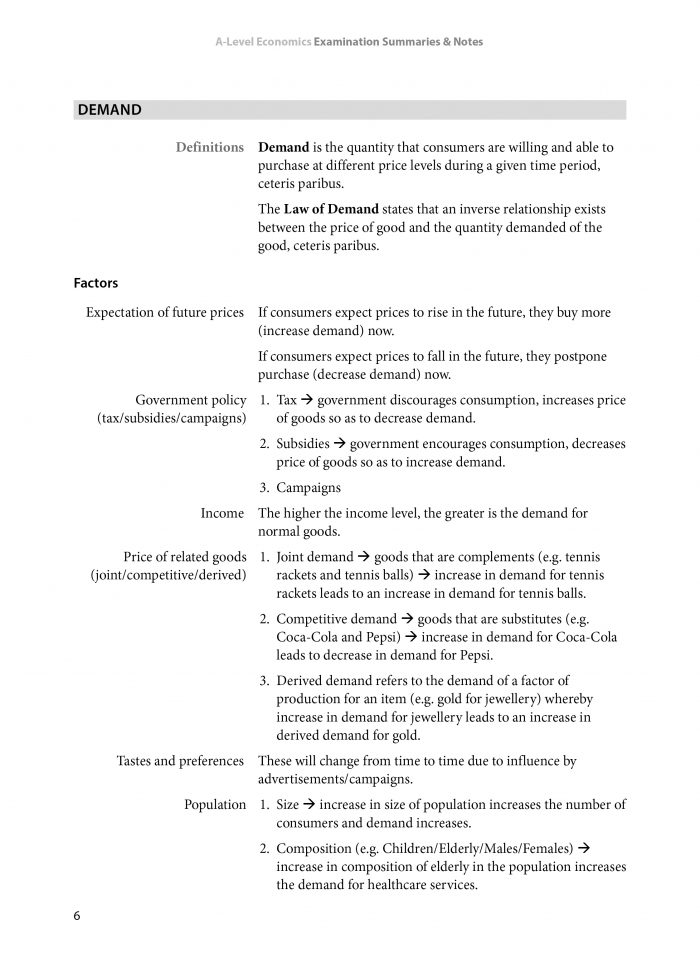 A-Level Economics: Examination Summaries & Notes (2nd Ed) - CPD ...