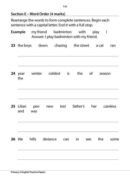 Primary 2 English Practice Papers CPD Singapore Education Services 