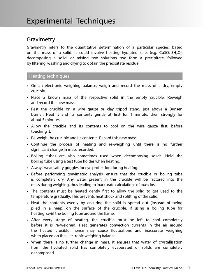 A-Level H2 Chemistry Practical Guide - CPD Singapore Education Services ...