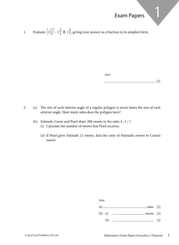Sec 2 E Math Exam Paper (Express) - CPD Singapore Education Services ...
