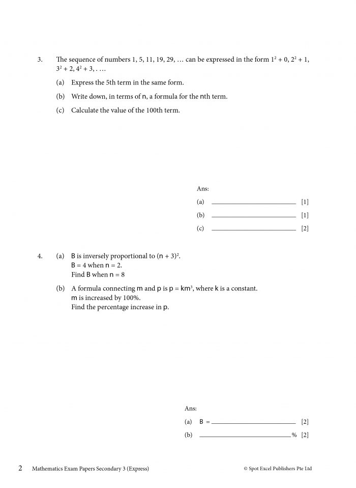Sec 3 E Math Exam Paper (Express) - CPD Singapore Education Services ...