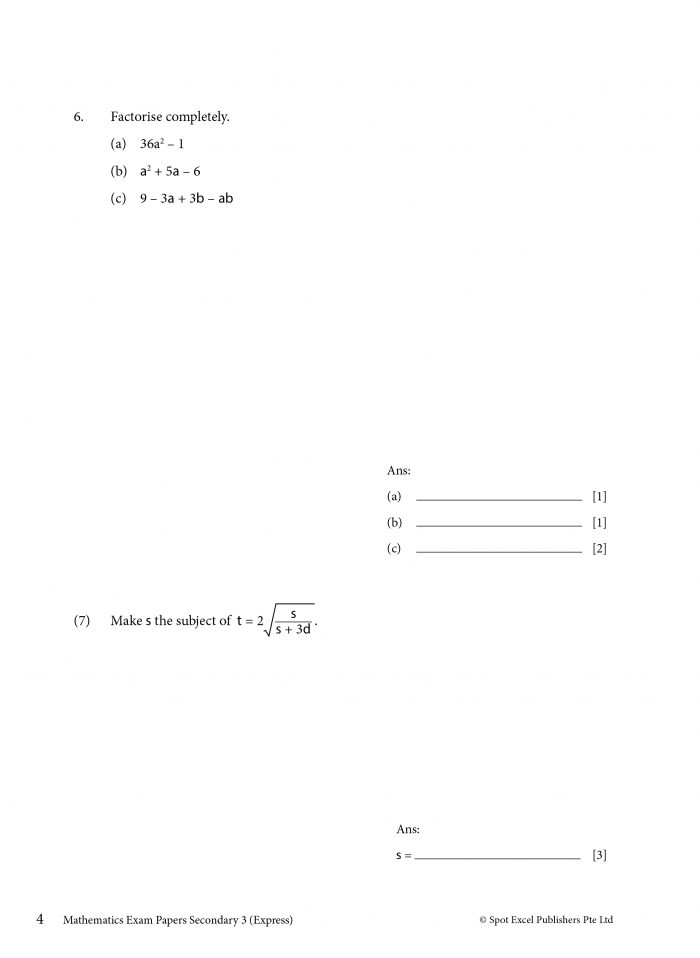 Sec 3 E Math Exam Paper (Express) - CPD Singapore Education Services ...