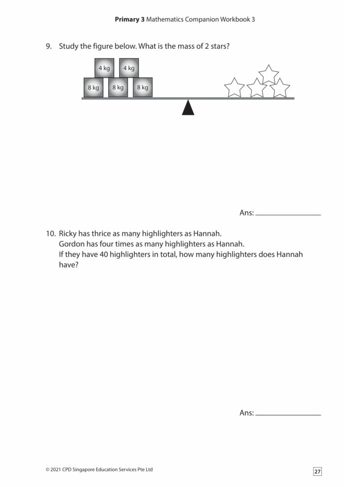 Mathematics Companion Worksheets - CPD Singapore Education Services Pte Ltd