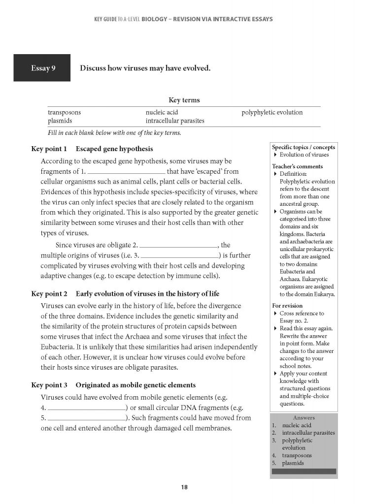 Key Guide A-Level H2 Biology Revision Via Essays - CPD Singapore ...