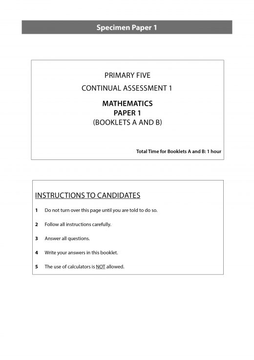Primary 5 Mathematics CA & SA Specimen Papers - CPD Singapore Education ...