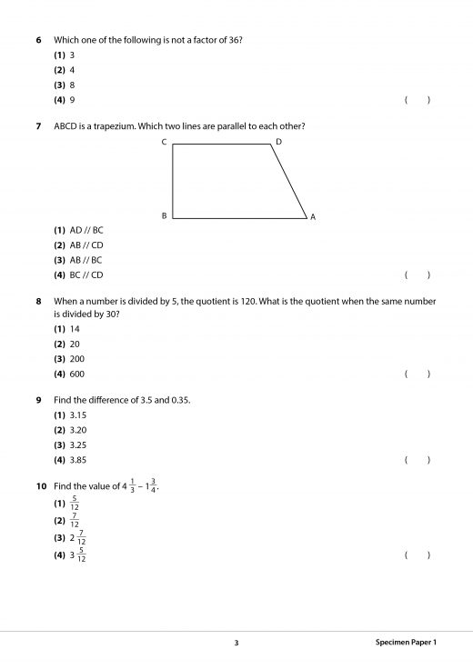 Primary 5 Mathematics CA & SA Specimen Papers - CPD Singapore Education ...