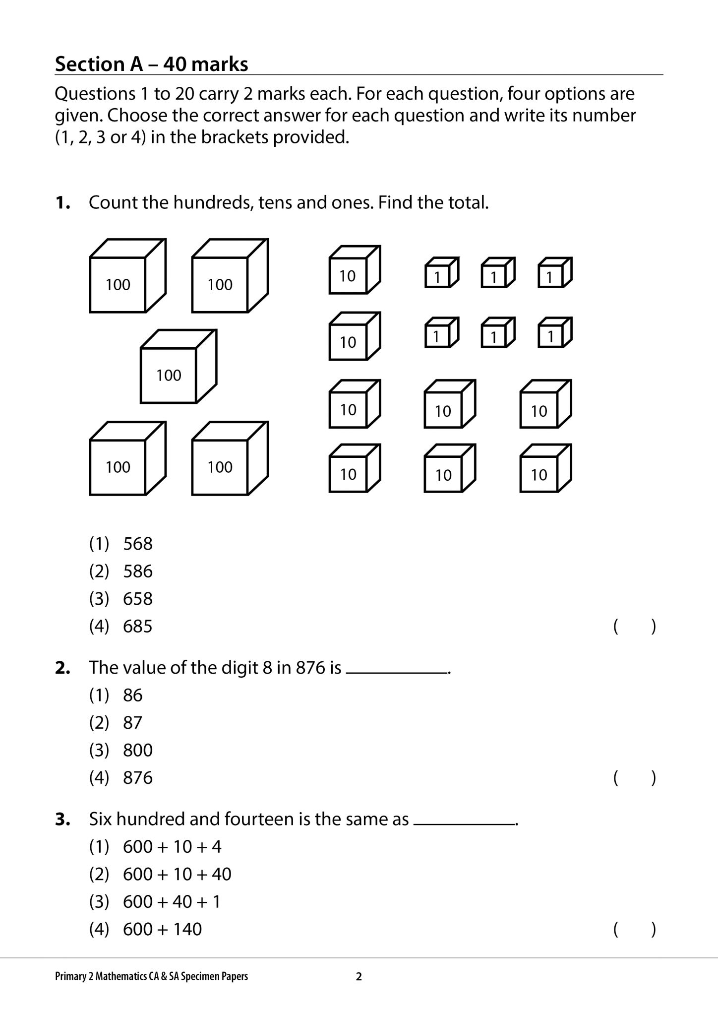 Primary 2 Mathematics CA & SA Specimen Papers - CPD Singapore Education ...