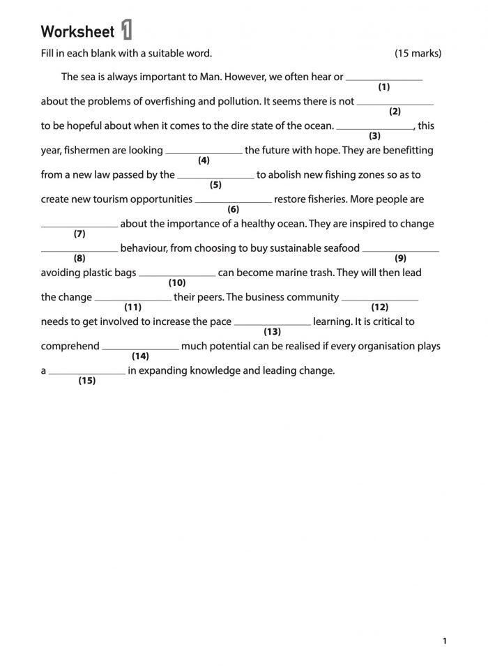 100 English Worksheets Primary 5 & 6: Comprehension Cloze - CPD ...