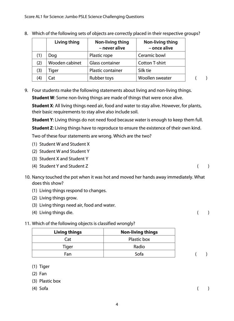 Score AL1 for Science Jumbo PSLE Science Challenging Questions - CPD ...