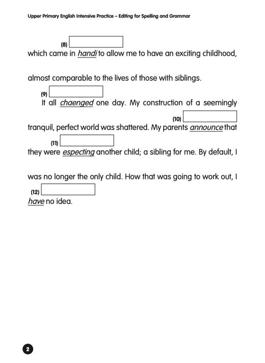 Upper Primary English Intensive Practice – Editing for Spelling and ...