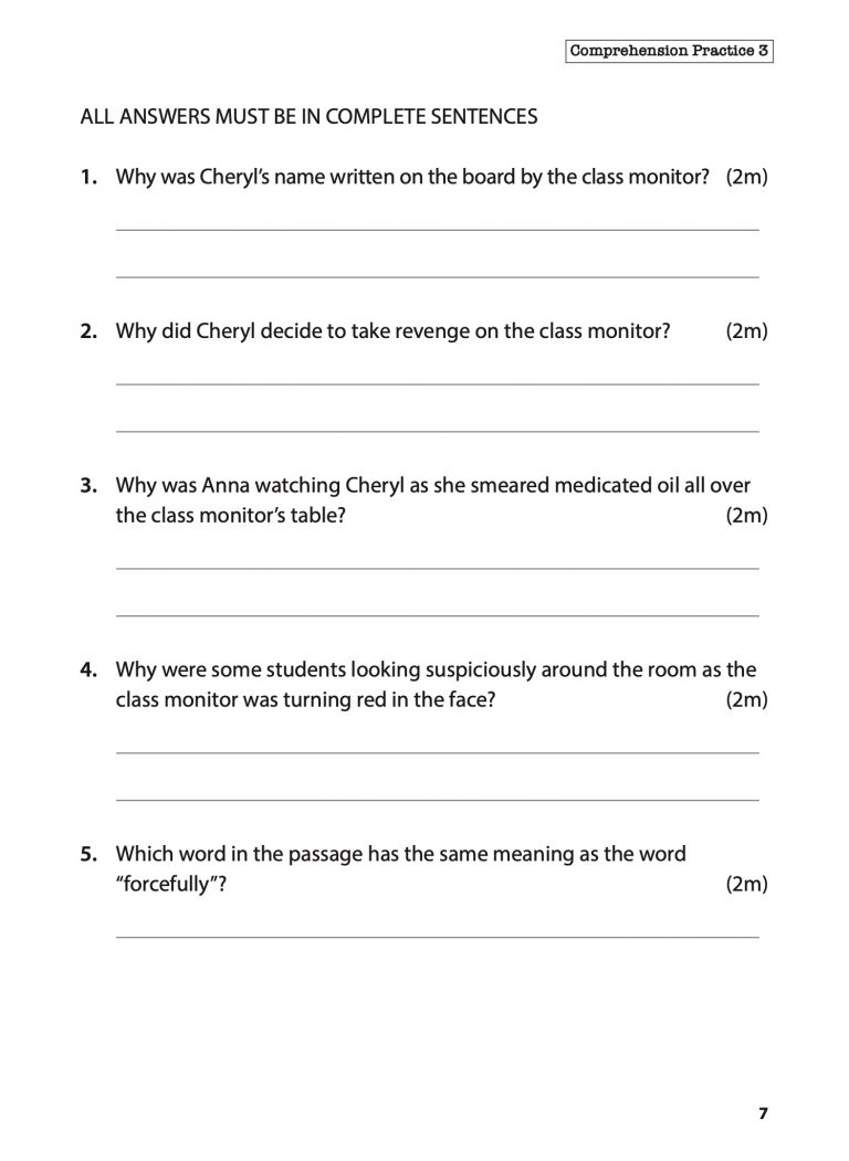 Primary 3 English Comprehension Practice - CPD Singapore Education ...