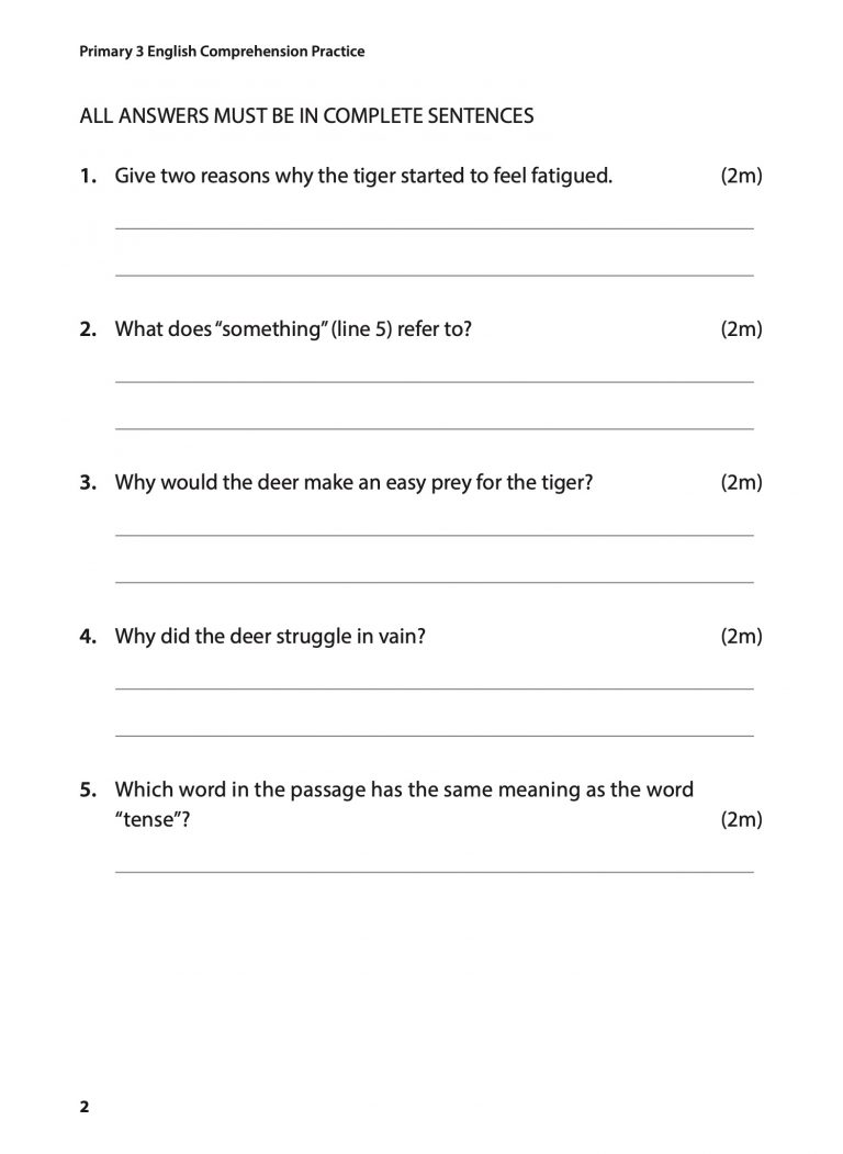 Primary 3 English Comprehension Practice - CPD Singapore Education ...