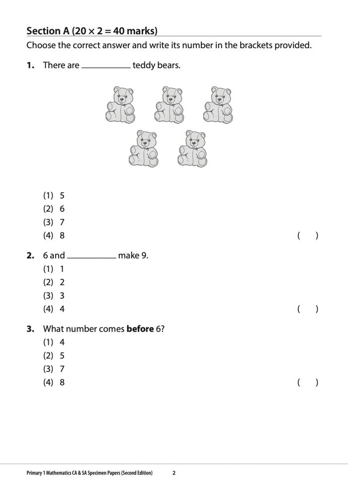 Primary 1 Mathematics CA & SA Specimen Papers Second Edition - CPD ...