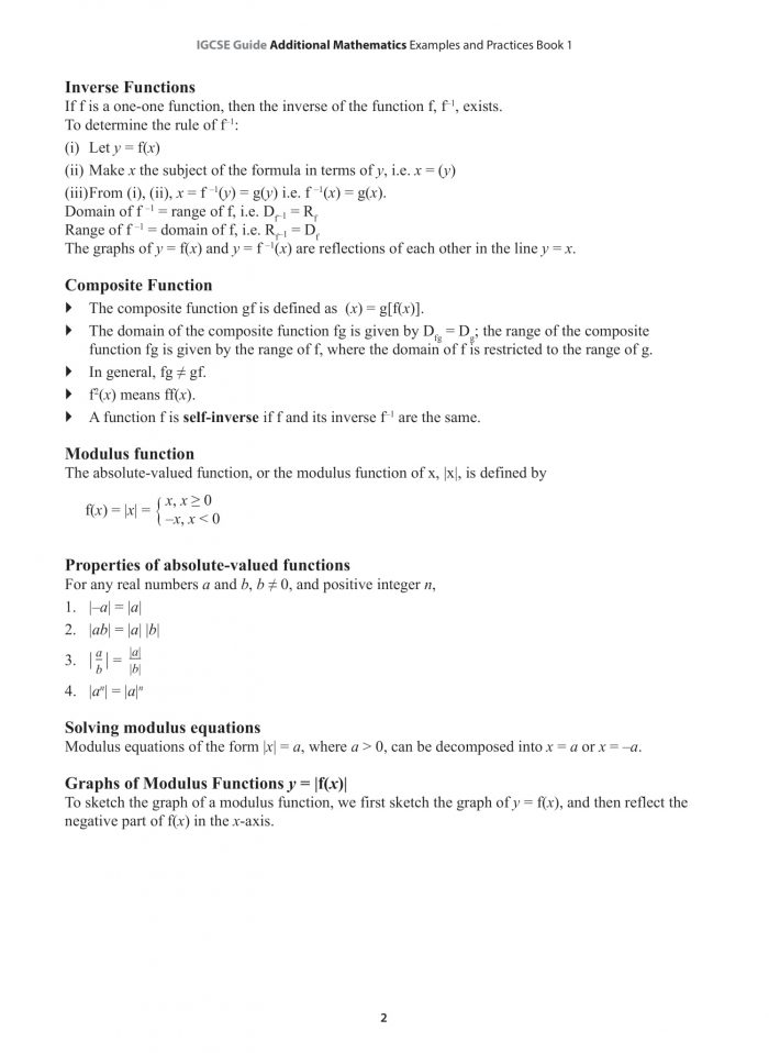 IGCSE Guide Additional Mathematics Examples & Practices Book 1 - CPD ...