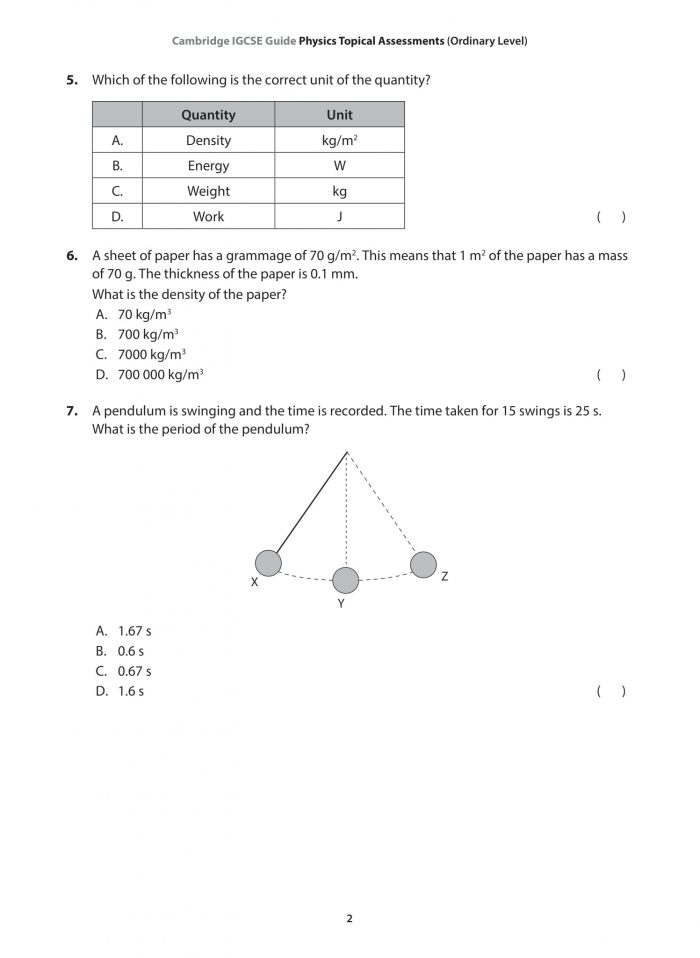 IGCSE Guide Physics Topical Assessments with Solutions (Ordinary Level ...