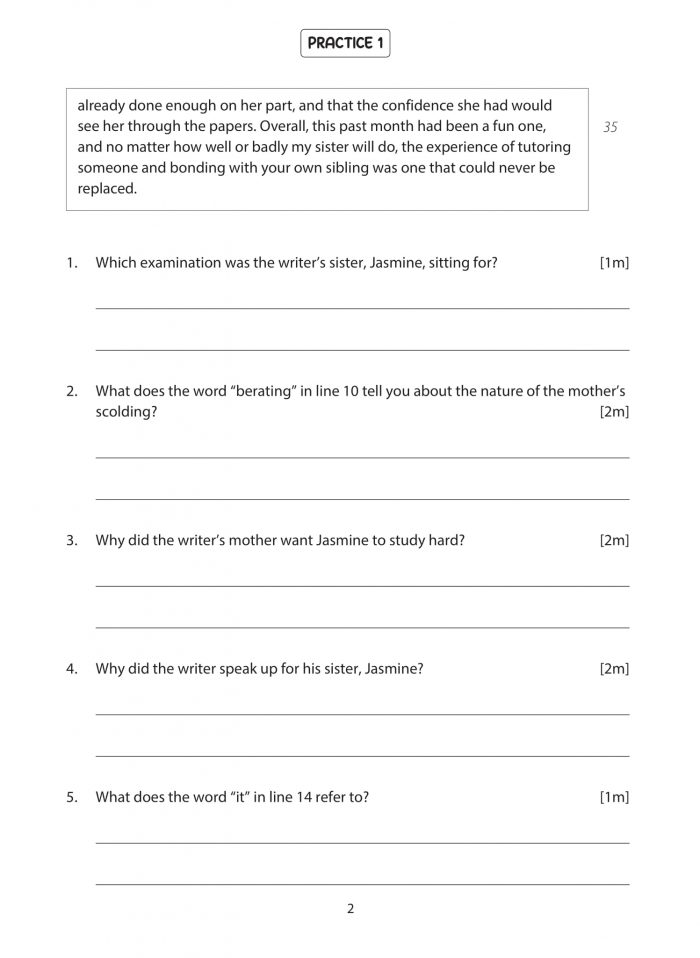 PSLE English Comprehension Practice - CPD Singapore Education Services ...