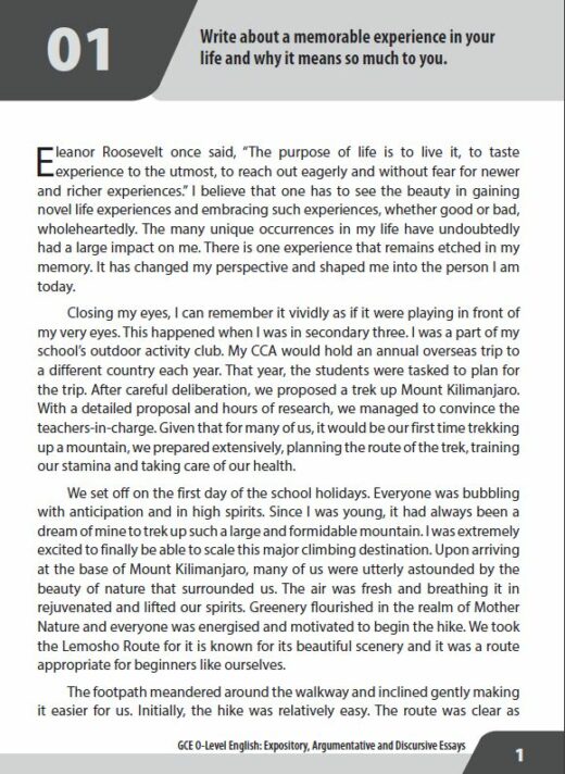 GCE O-Level English Expository, Argumentative and Discursive Essays ...