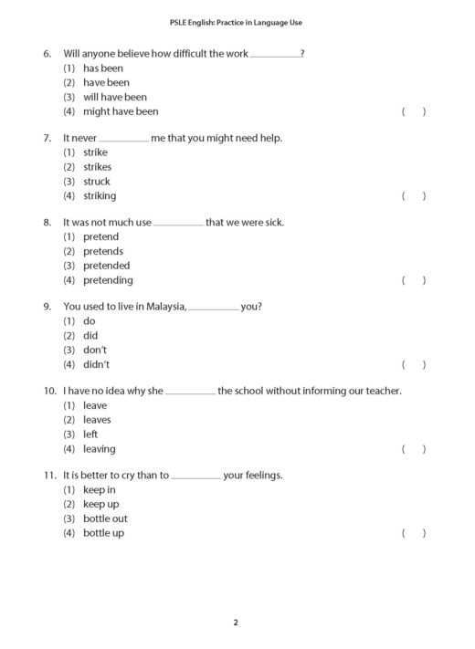 PSLE English Practice in Language Use - CPD Singapore Education ...