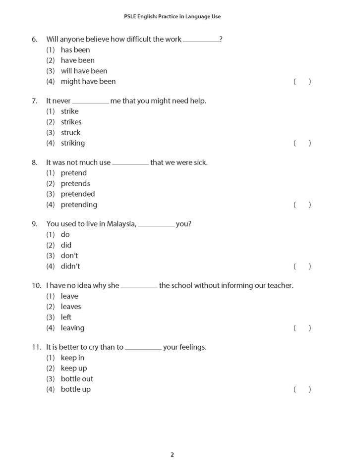 PSLE English Practice in Language Use - CPD Singapore Education ...