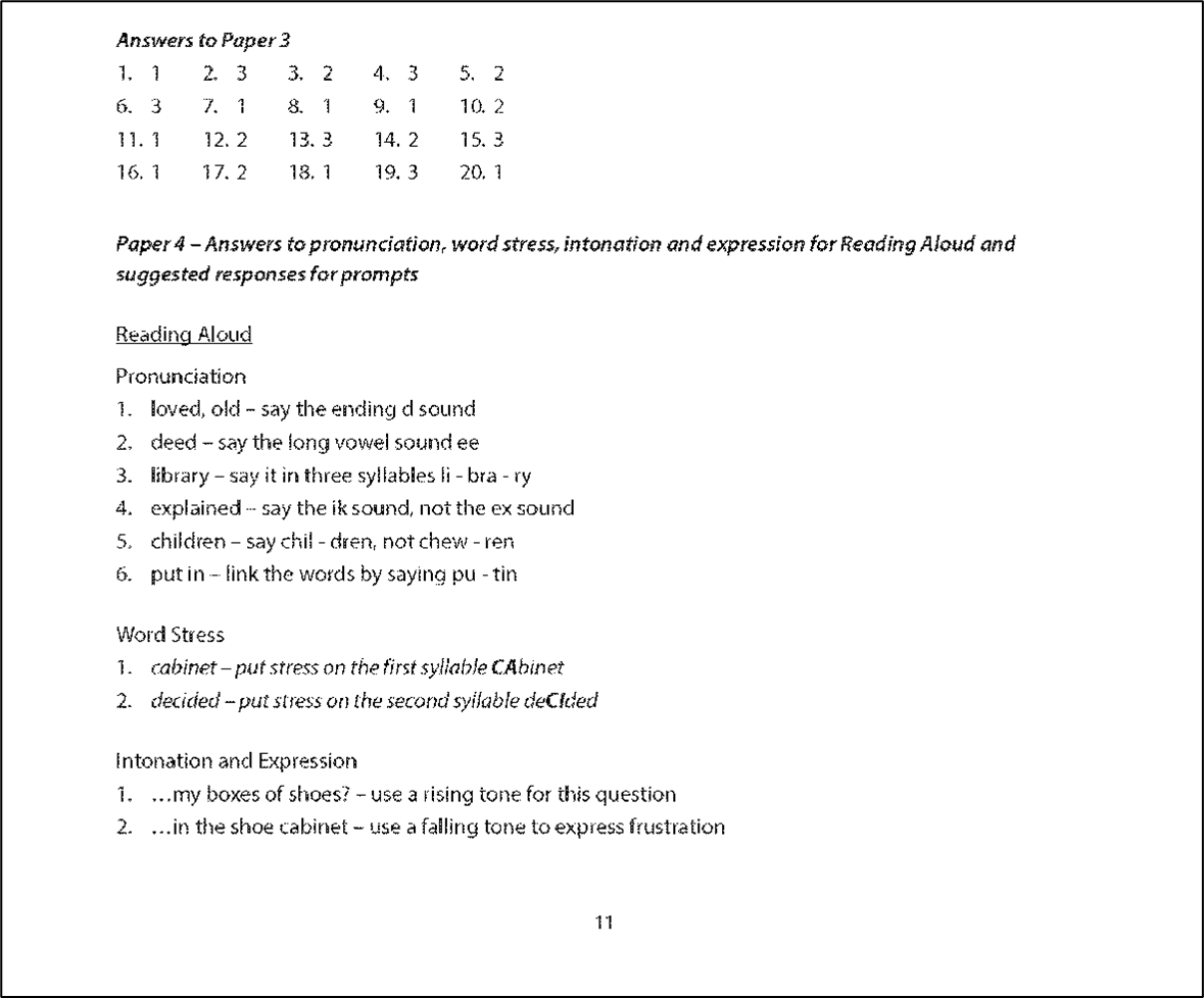 English Practice Papers in Listening Comprehension & Oral Communication ...