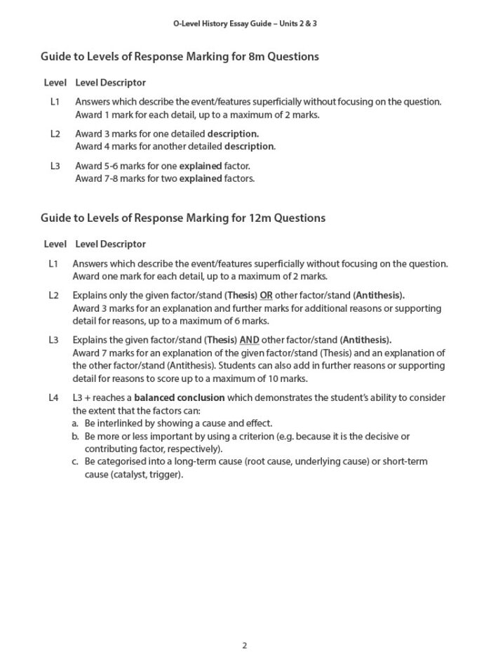 O-Level History (Pure/Elective) Essay Guide for Units 2 & 3 - CPD ...