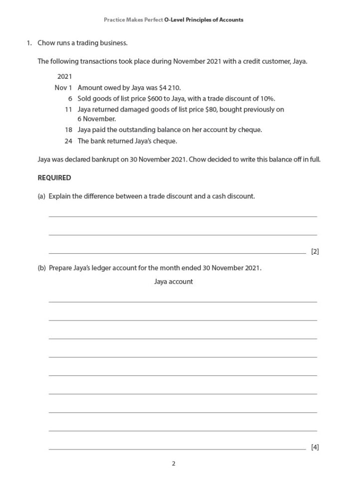 Practice Makes Perfect O-Level Principles of Accounts (Mock Examination ...