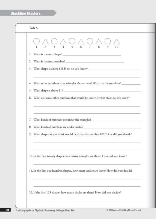 Fostering Algebraic Reasoning: Getting a Head Start - CPD Singapore ...