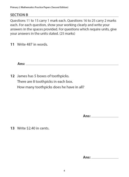Primary 2 Mathematics Practice Papers Second Edition - CPD Singapore ...