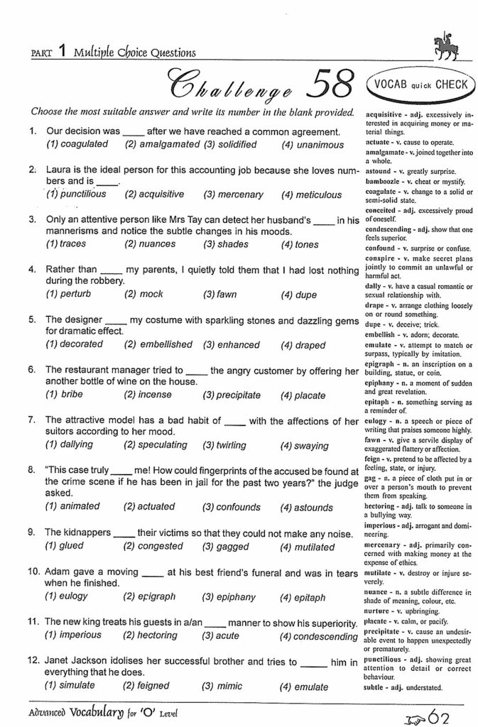 Advanced Vocabulary For O-Level English - CPD Singapore Education ...