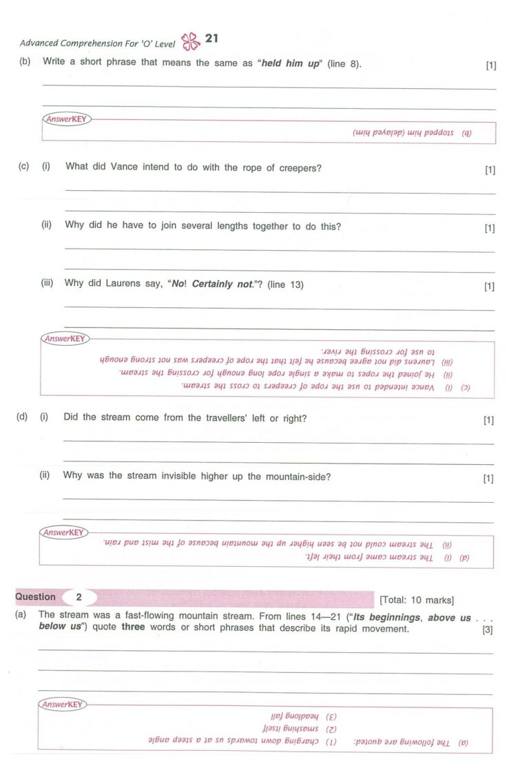 O Level Advanced Comprehension - CPD Singapore Education Services Pte Ltd