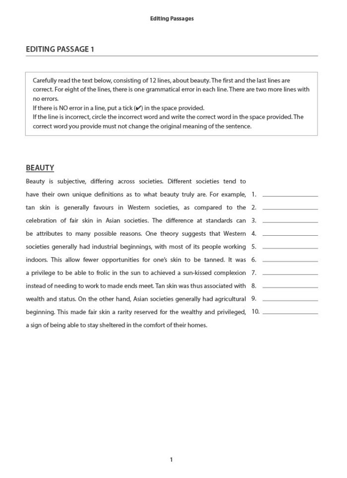 English Editing Practice Secondary 1 Express / Normal (Academic) Second ...