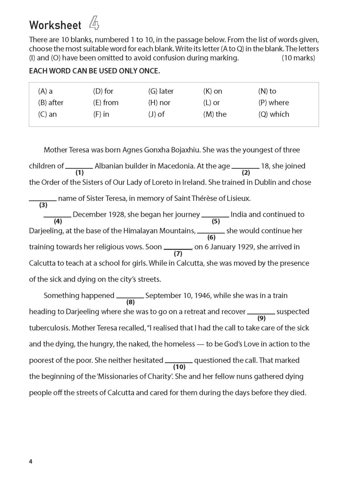 100 English Worksheets Primary 5 – Grammar Cloze - CPD Singapore ...