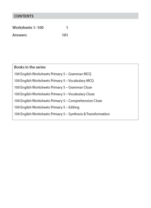 100 English Worksheets Primary 5 – Vocabulary MCQ - CPD Singapore ...