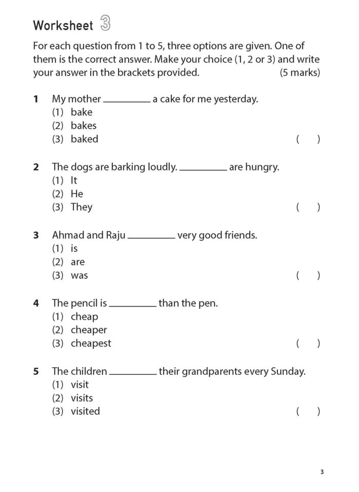 100 English Worksheets Primary 1 – Grammar MCQ - CPD Singapore ...