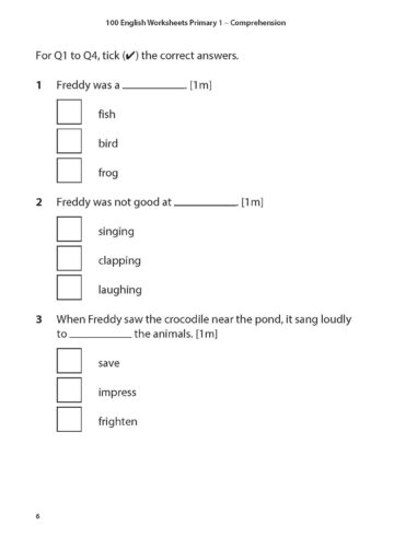 100 English Worksheets Primary 1 – Comprehension - CPD Singapore ...