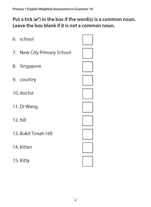 Primary 1 English Weighted Assessments in Grammar 1A - CPD Singapore ...