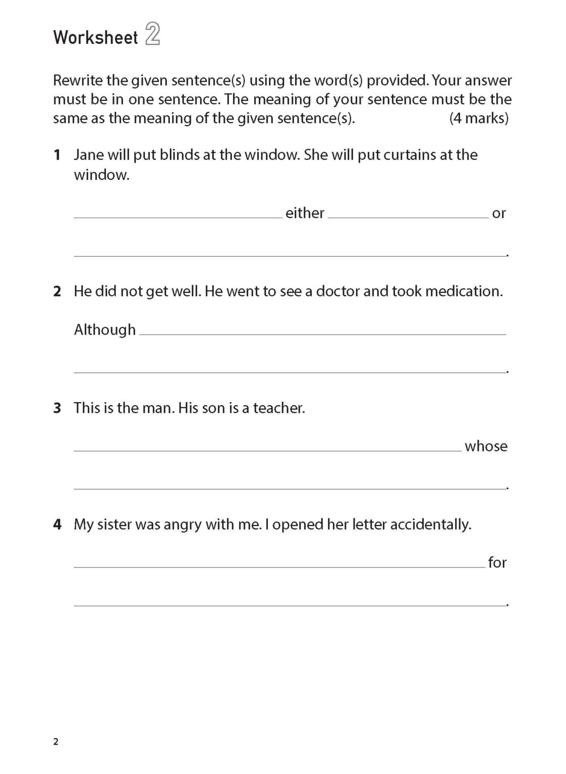 100 English Worksheets Primary 3 – Synthesis & Transformation - CPD ...