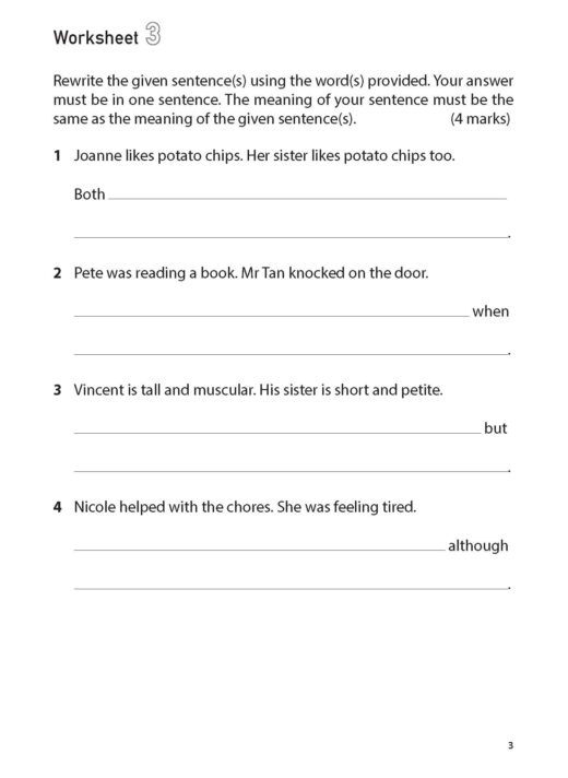 100 English Worksheets Primary 3 – Synthesis & Transformation - CPD ...