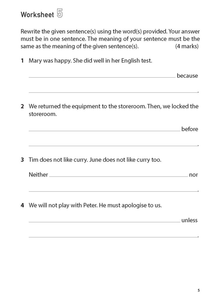 100 English Worksheets Primary 3 – Synthesis & Transformation - CPD ...