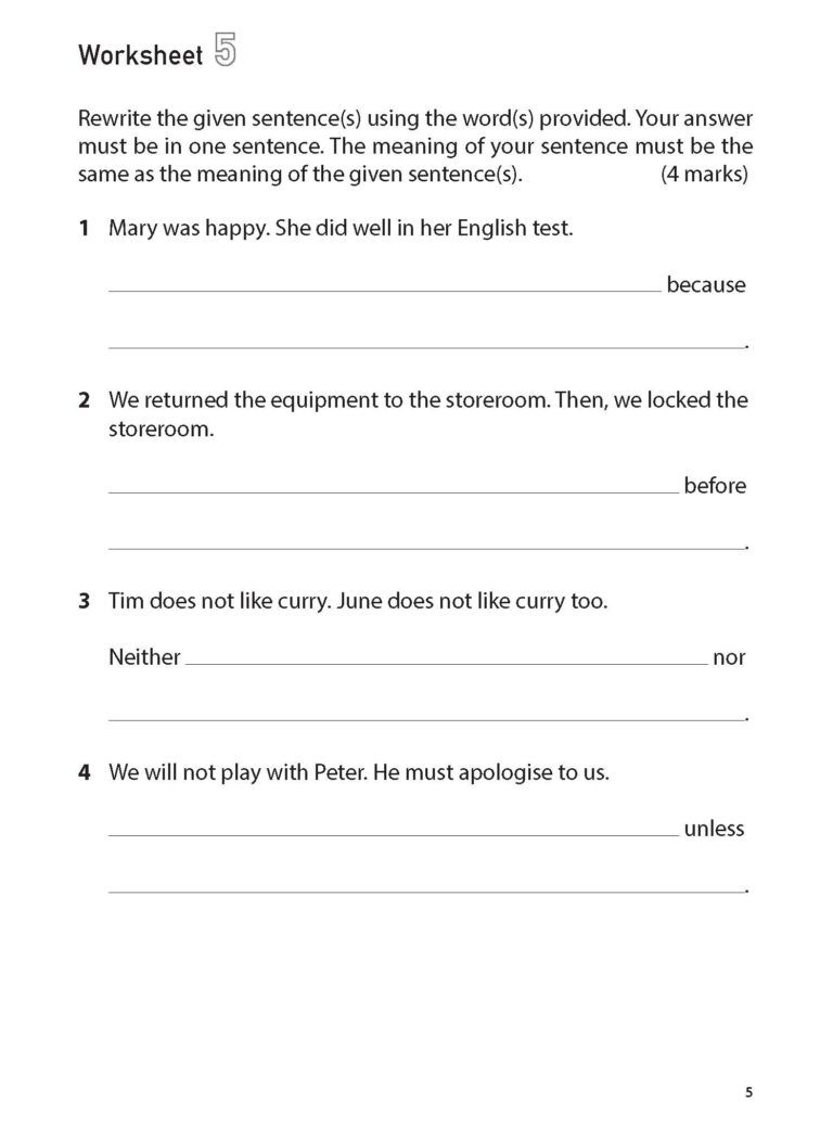 100 English Worksheets Primary 3 – Synthesis & Transformation - CPD ...