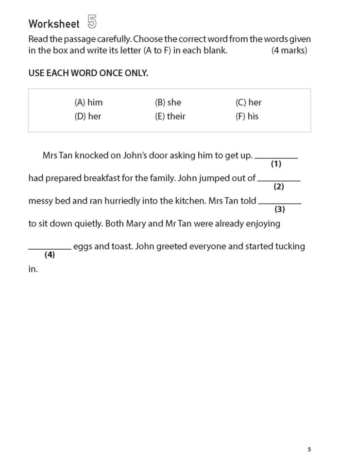 100 English Worksheets Primary 3 – Grammar Cloze - CPD Singapore ...