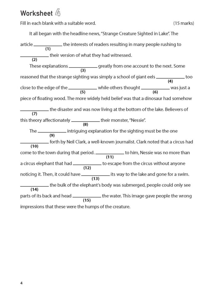 100 English Worksheets Primary 5 – Comprehension Cloze - CPD Singapore ...