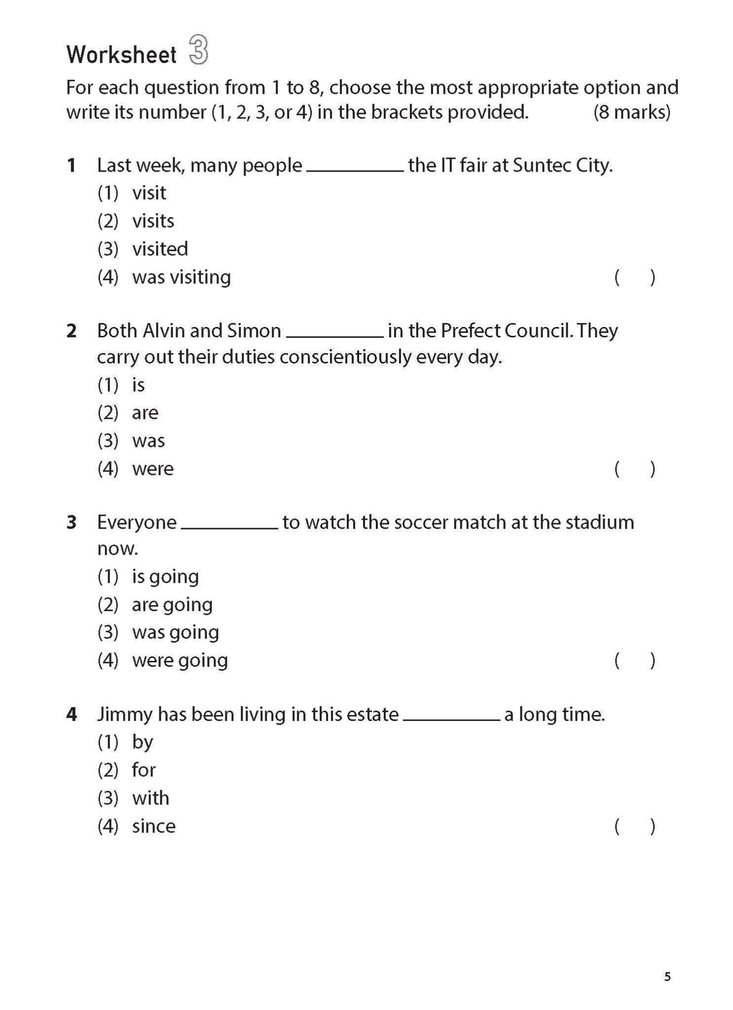 100 English Worksheets Primary 3 – Grammar MCQ - CPD Singapore ...
