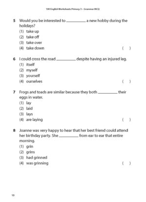 100 English Worksheets Primary 3 – Grammar MCQ - CPD Singapore ...