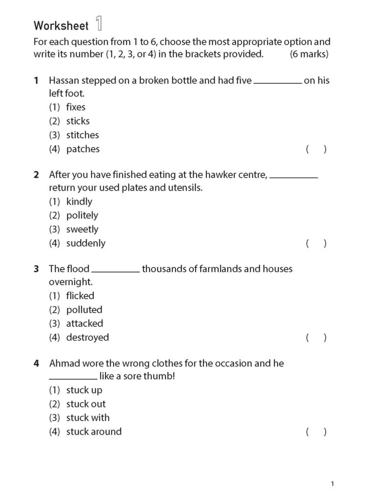 100 English Worksheets Primary 3 – Vocabulary MCQ - CPD Singapore ...