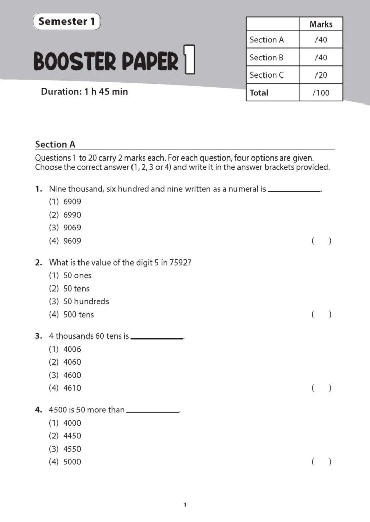 Primary 3 Mathematics Semester Booster Papers - CPD Singapore Education ...