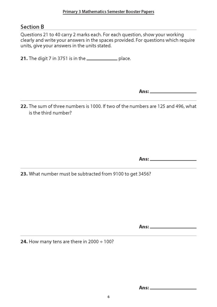Primary 3 Mathematics Semester Booster Papers - CPD Singapore Education ...