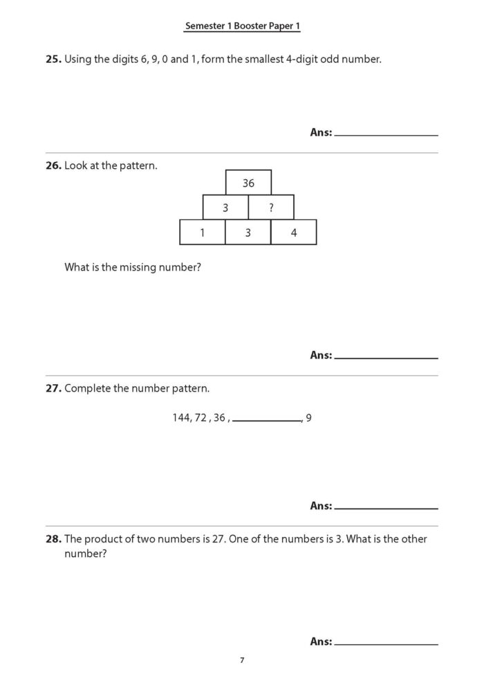 Primary 3 Mathematics Semester Booster Papers - CPD Singapore Education ...