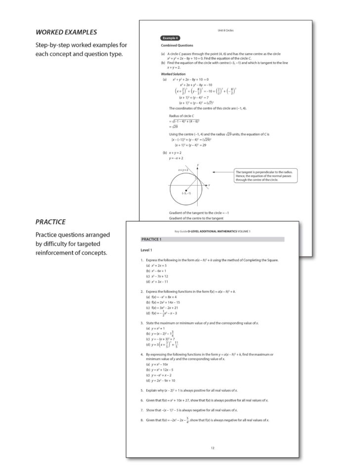 Key Guide O-Level Additional Mathematics Key Concepts, Worked Examples ...